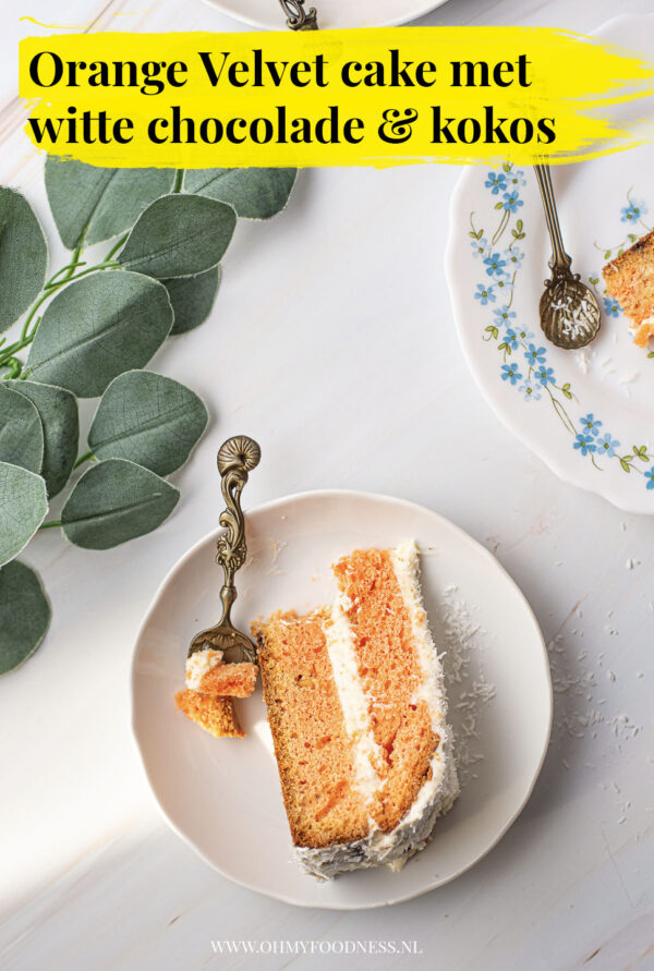 Orange Velvet Cake met witte chocolade en kokos - OhMyFoodness